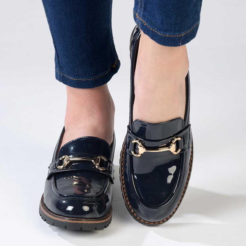 Madison Bentley Trim Cleated Ladies Slip On Loafers - Navy – Madison ...